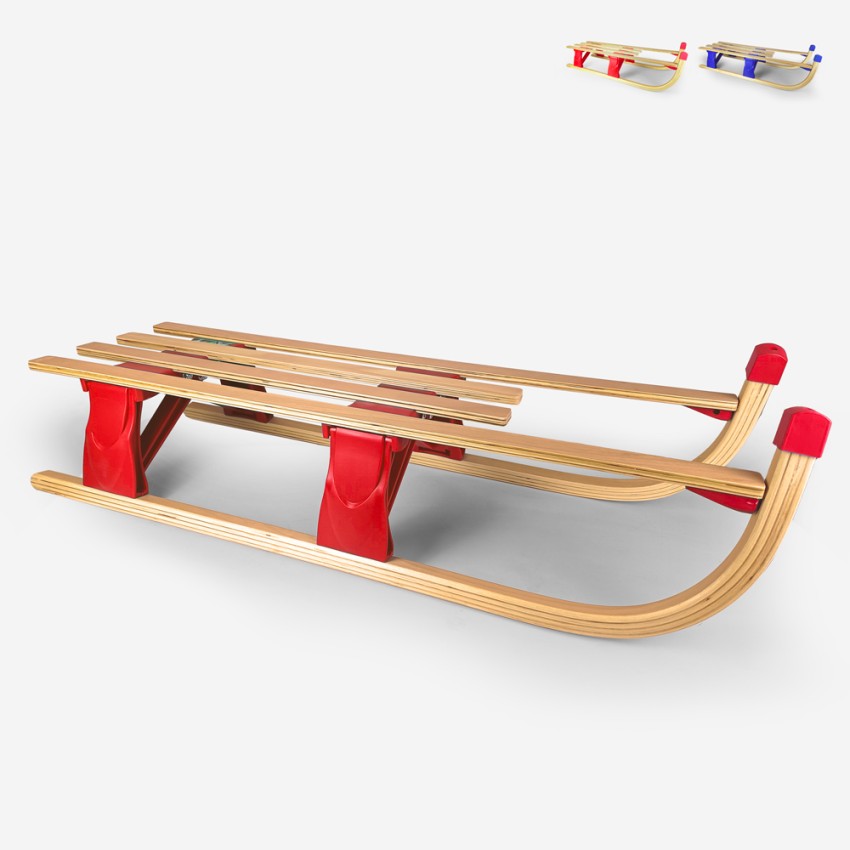 Luge en bois pliable traditionnelle pour enfants 2 places Rudy - Rouge ...