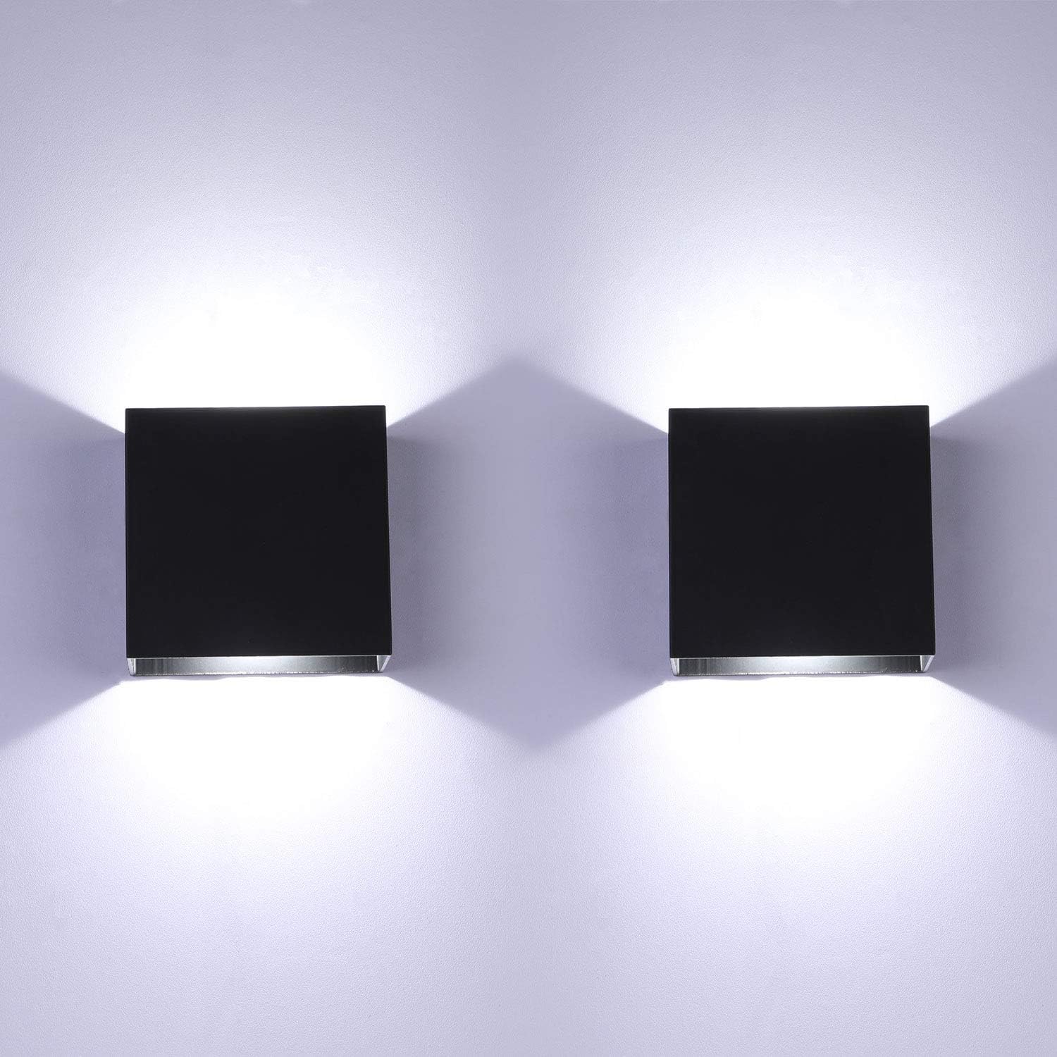 2 pieza de luz LED de pared negra con luz hacia arriba y hacia abajo de ...