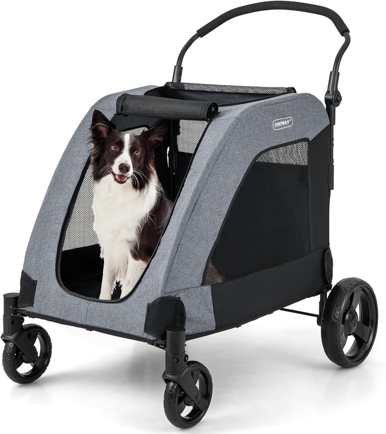 Poussette pour Chien Pliante, 67 x 98 x 64 cm, Poussette Buggy avec ...