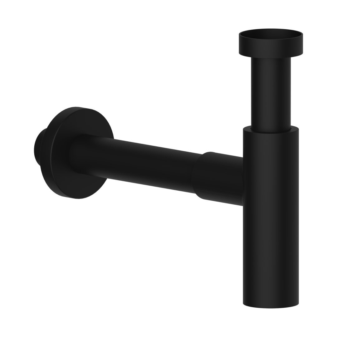 SIFÓN REDONDO DE LATÓN NEGRO OPACO | Leroy Merlin