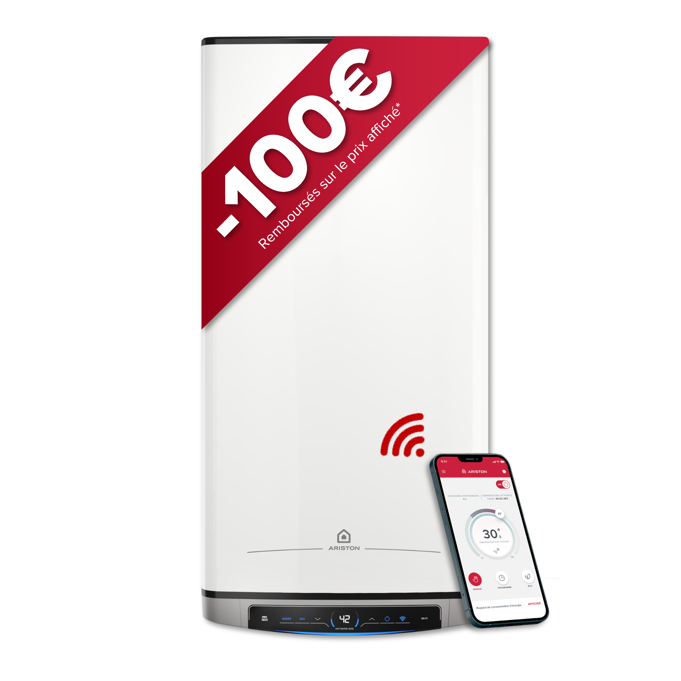 Ariston VELIS EVO DUNE DRY WIFI FE 65 l - Chauffe-eau électrique ultra ...