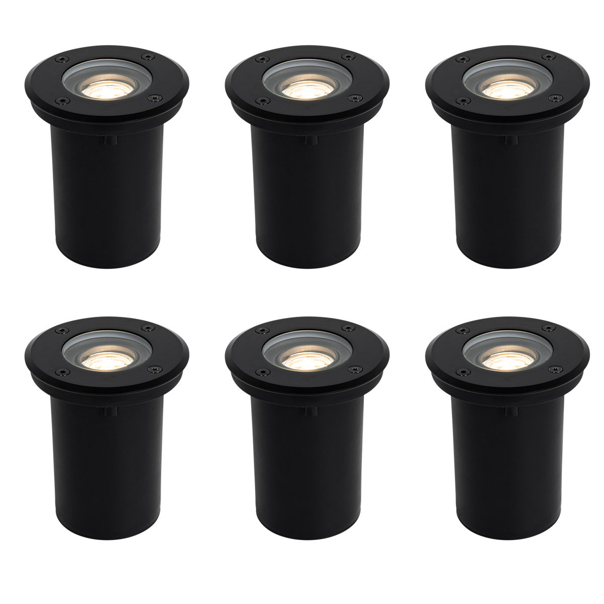 Spot encastrable de sol delux - 6 pièces - Ø 11 cm - Noir - Moderne ...