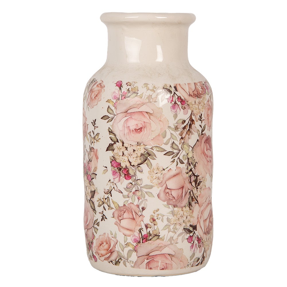 Clayre & Eef Vase Ø 14x26 cm Beige Fleurs | Leroy Merlin