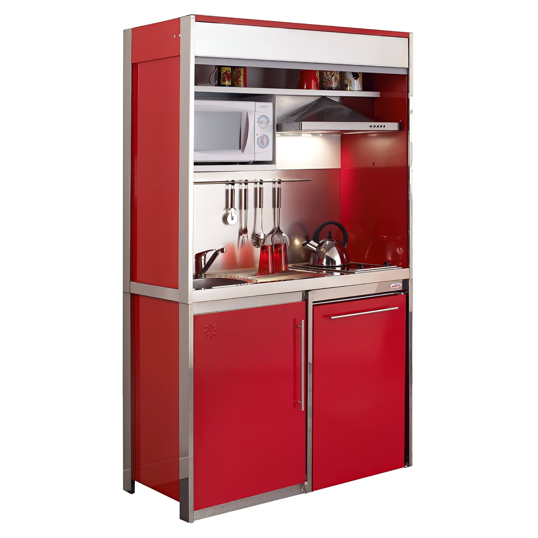 Cuisine compacte MODERNA COMBILOC DECO en métal couleur CARMIN 120x60 ...