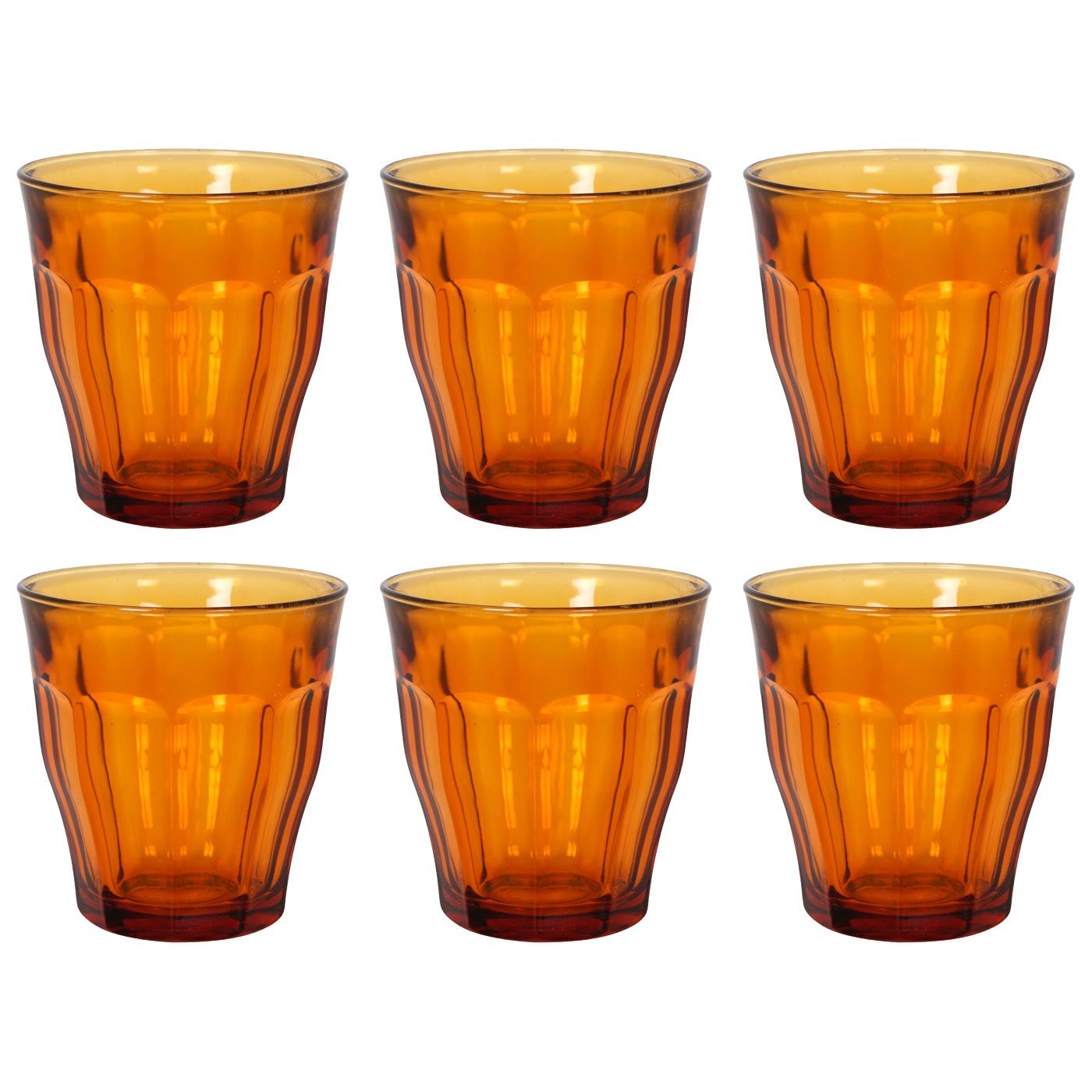 Caja de 6 Vasos Modelo Le Picardie Ámbar - Capacidad de 25 CL (8 3/8 Oz) - Fabricado en Vidrio ...