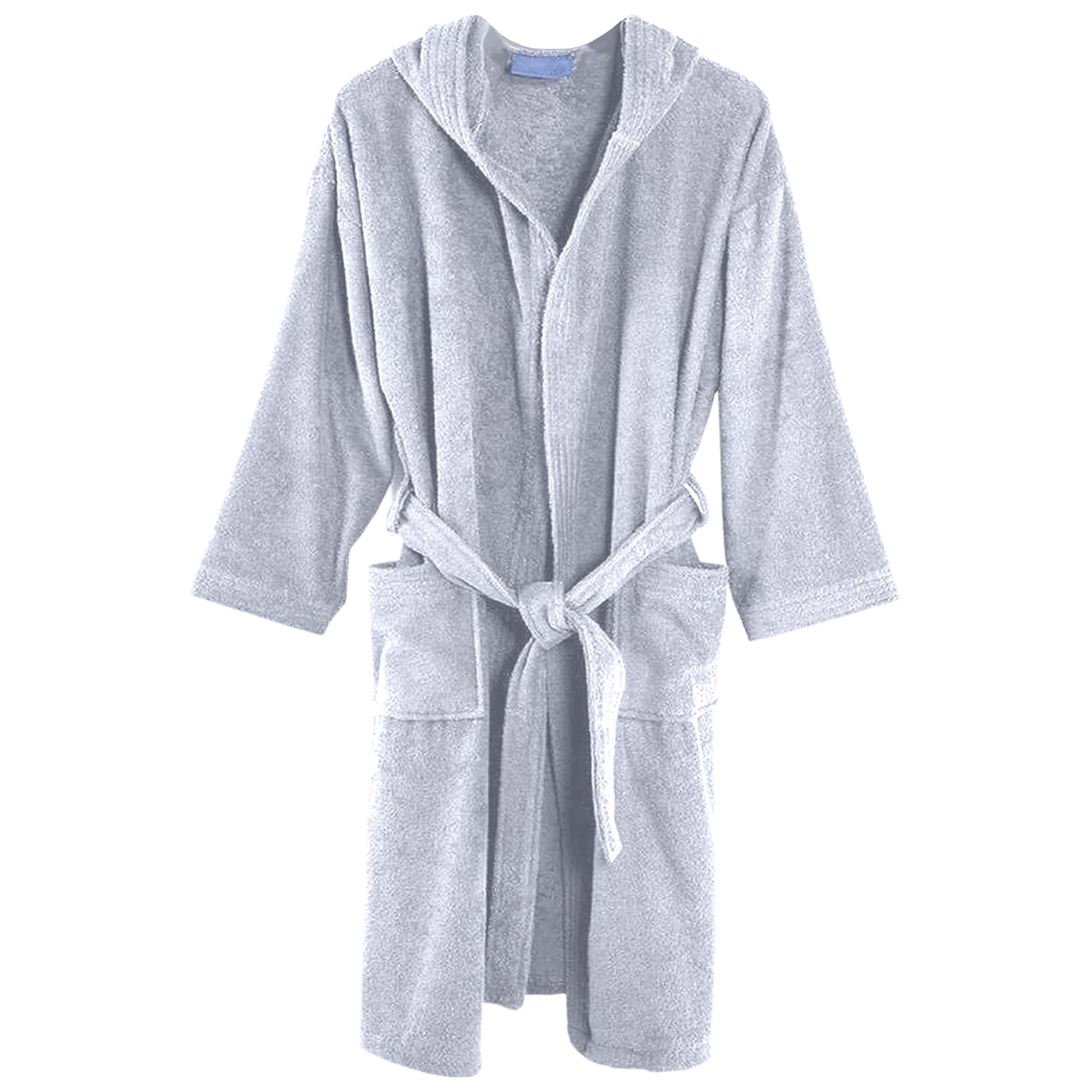 Peignoir unisexe en éponge avec capuche et poches Gris - XL | Leroy Merlin