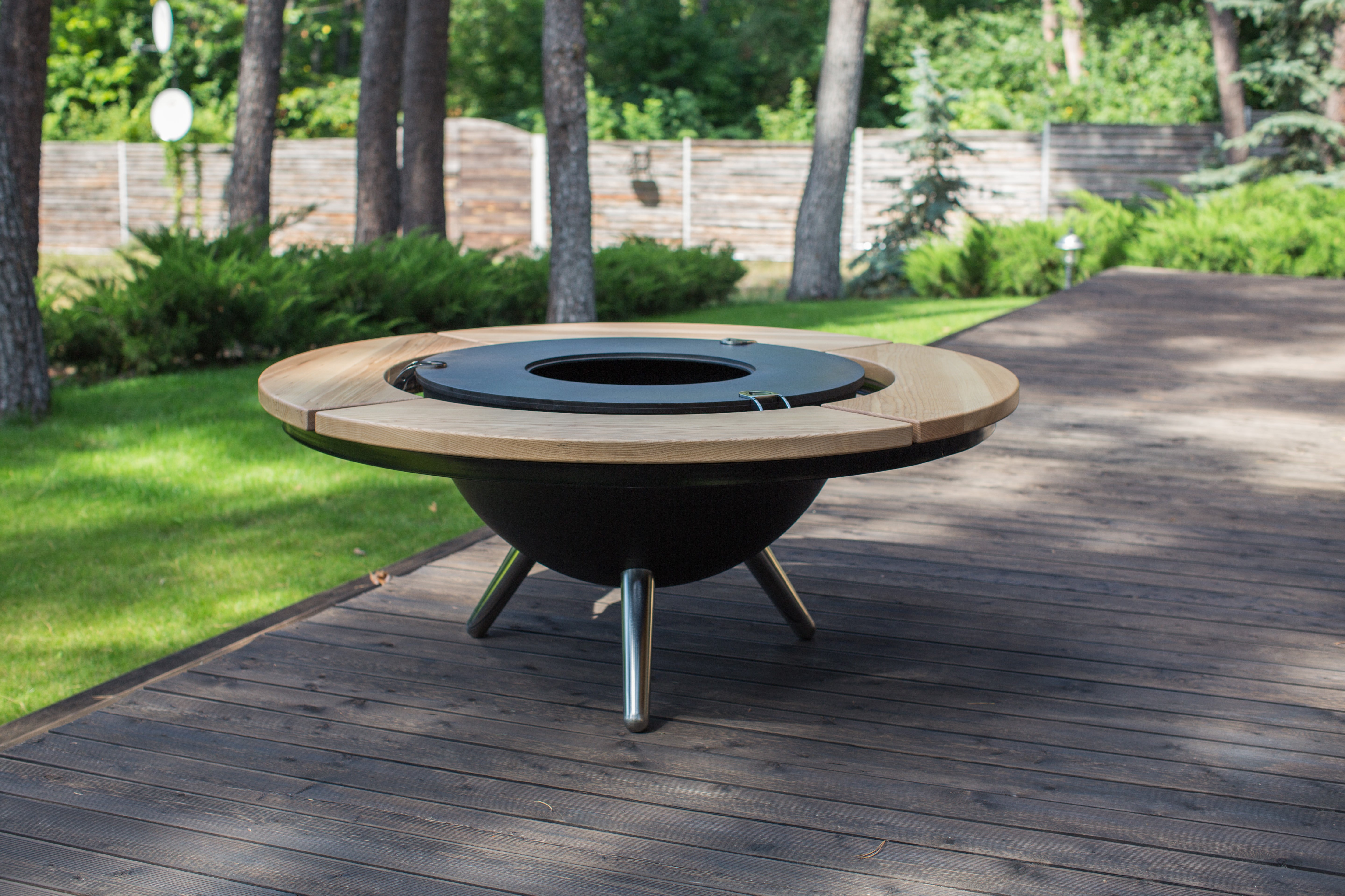 Barbacoa de Exterior con Mesa de Madera – Diseño Exclusivo – Plancha ...