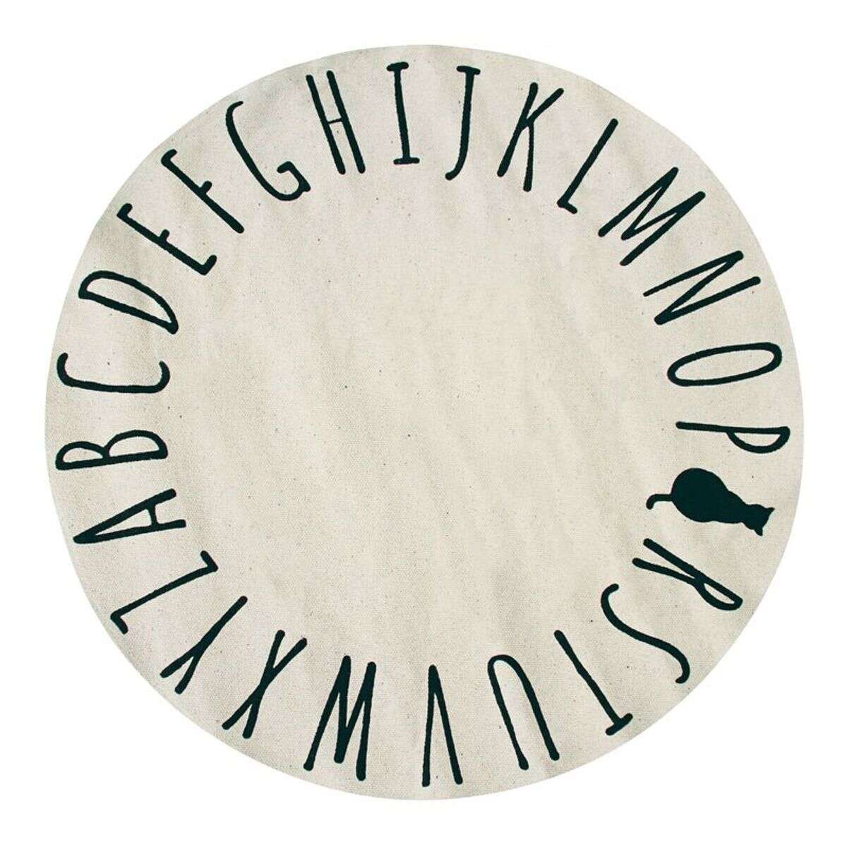 Tapis enfant coton imprimé alphabet et chat diam.90 | Leroy Merlin