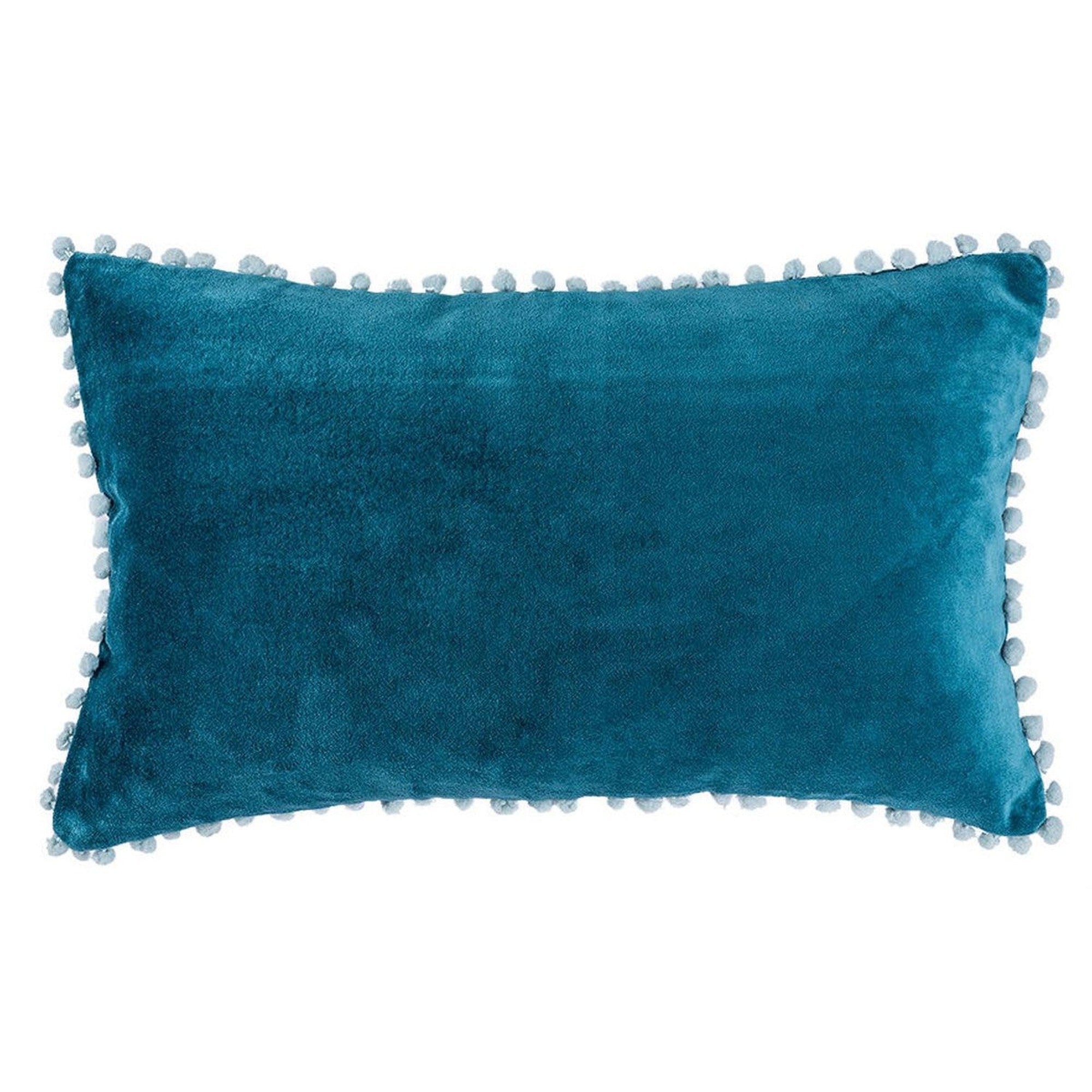 Housse de coussin 50x30 velours de coton bleu peacock | Leroy Merlin