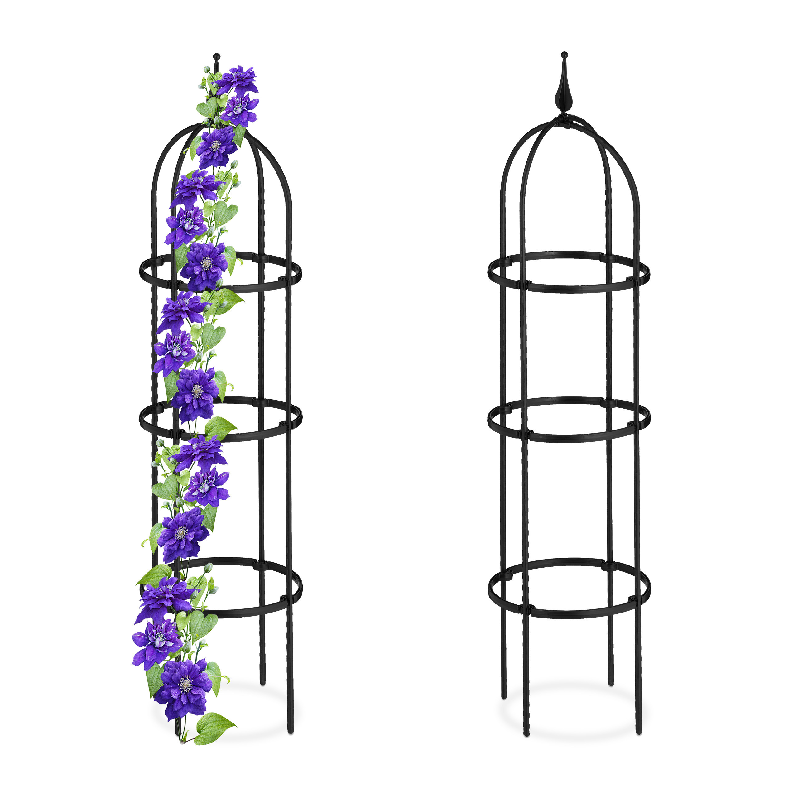 Relaxdays Obelisco Flores, Set 2, 100cm Altura, Soporte Plantas Trepadoras, de Metal, Torre para ...
