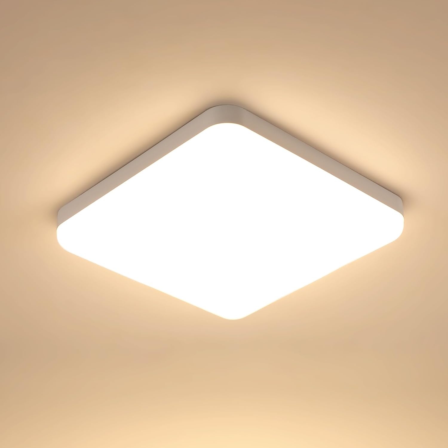 Lámpara de techo LED cuadrada blanca, luz blanca cálida de 3000 K, 32 W ...