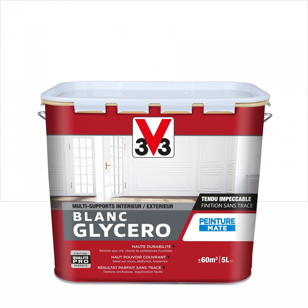 Peinture multisupport V33 Glycéro blanc mat, 5 l | Bricoman