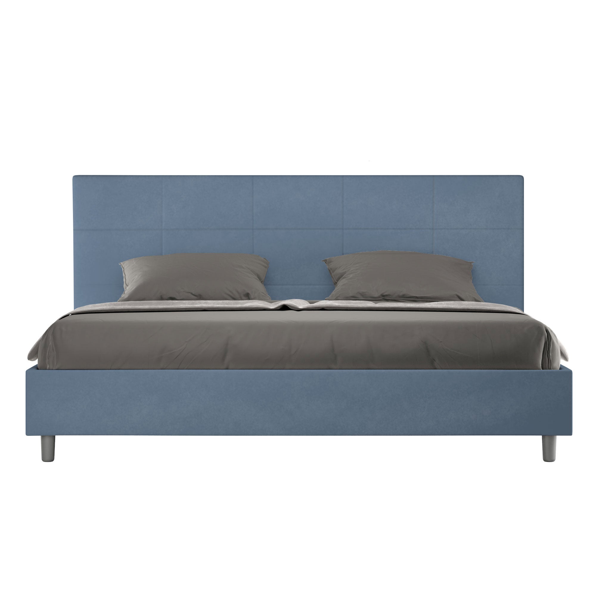 Cama matrimonial con somier acolchada 180x210 microfibra azul Mika ...