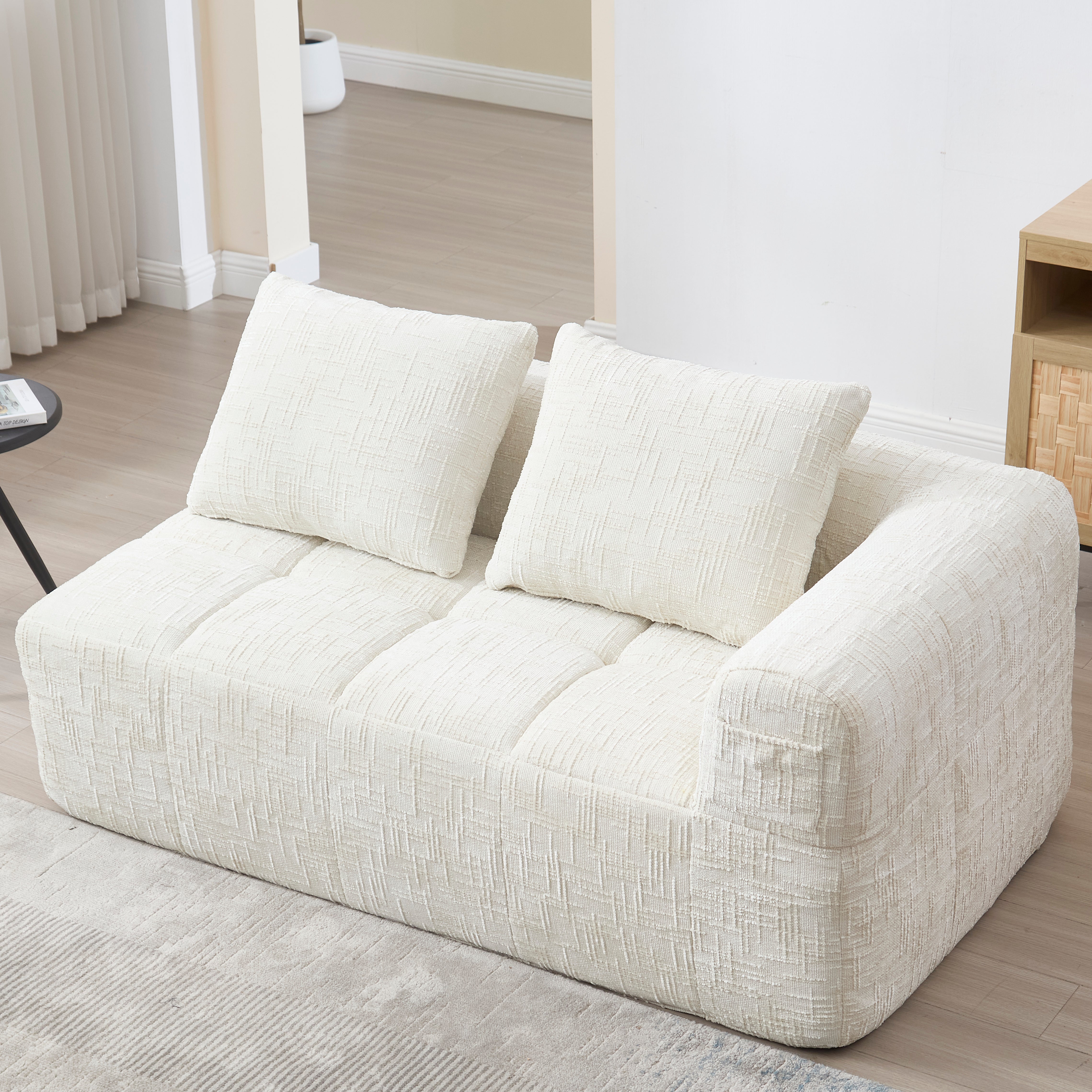 Sofá Recto 2 Plazas 158x90x60 cm, Chaise Longue Cómoda, Bolsillo ...