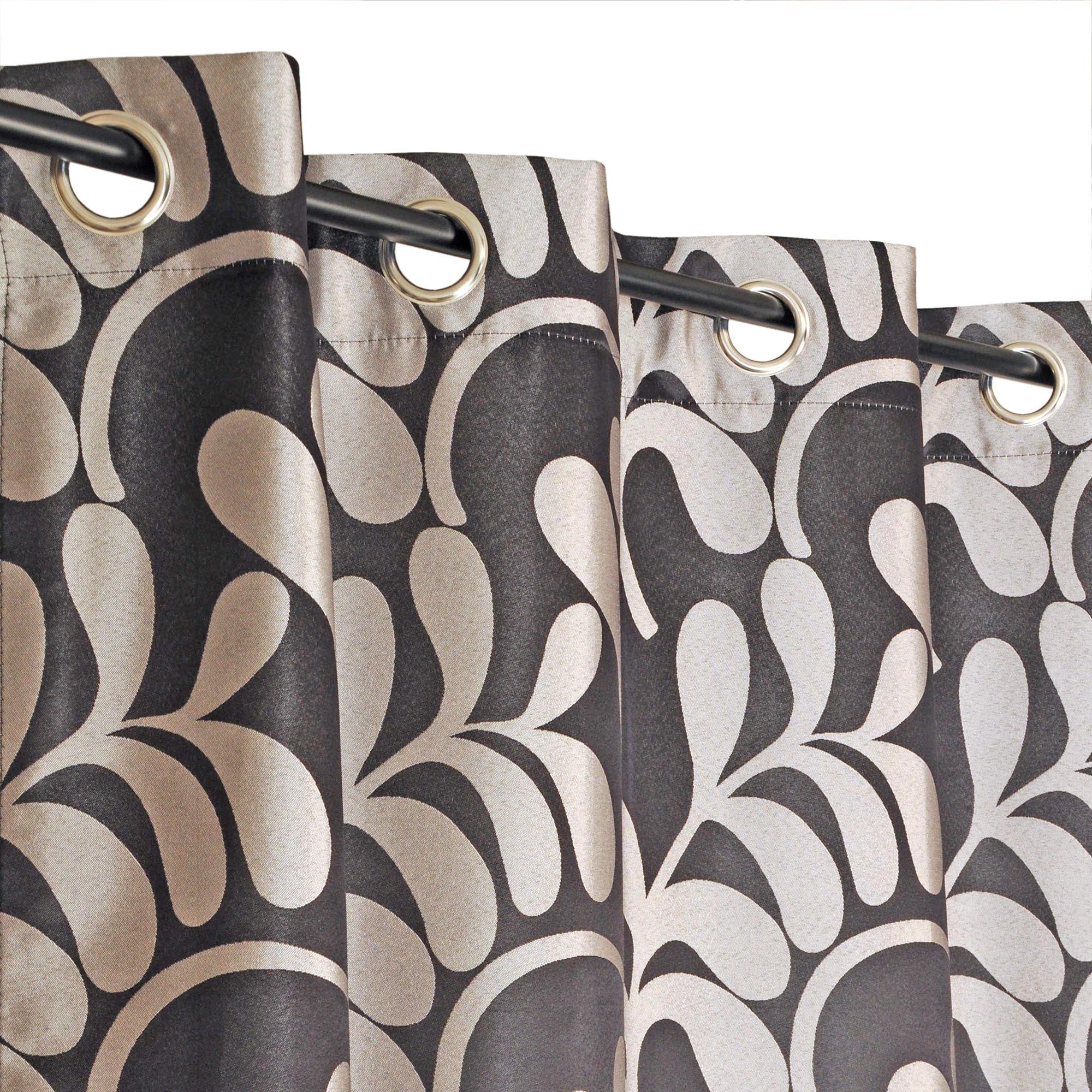 Rideau motif feuilles, à œillets 140x240cm, taupe. | Leroy Merlin