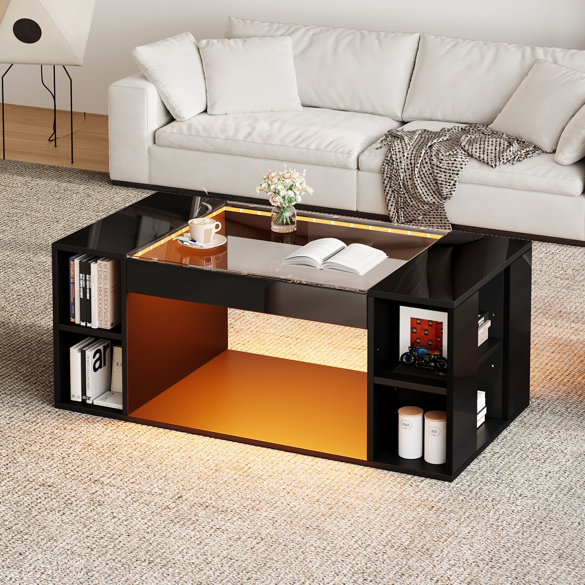 Mesa de centro 100x50x40 cm con iluminación LED controlable por app ...