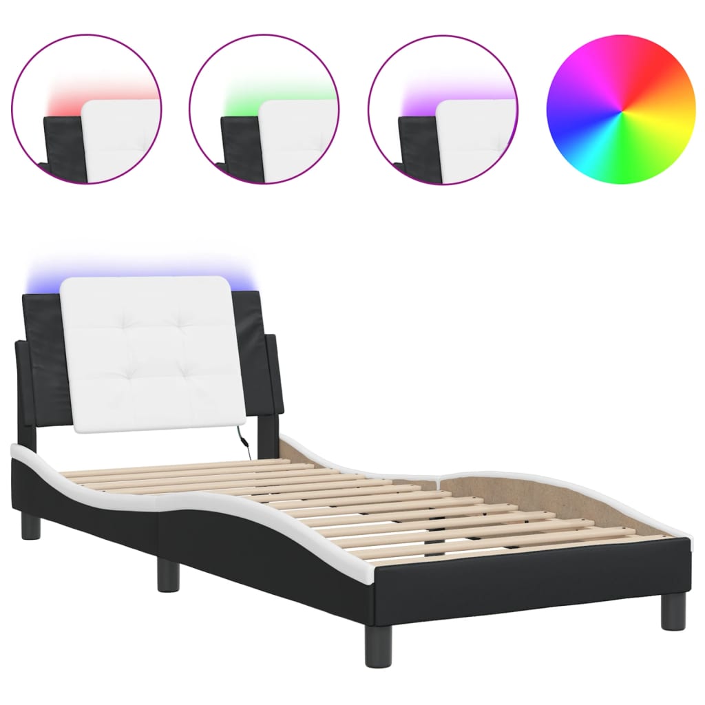 Cama individual | Cama para adultos | Estructura cama con LED cuero ...