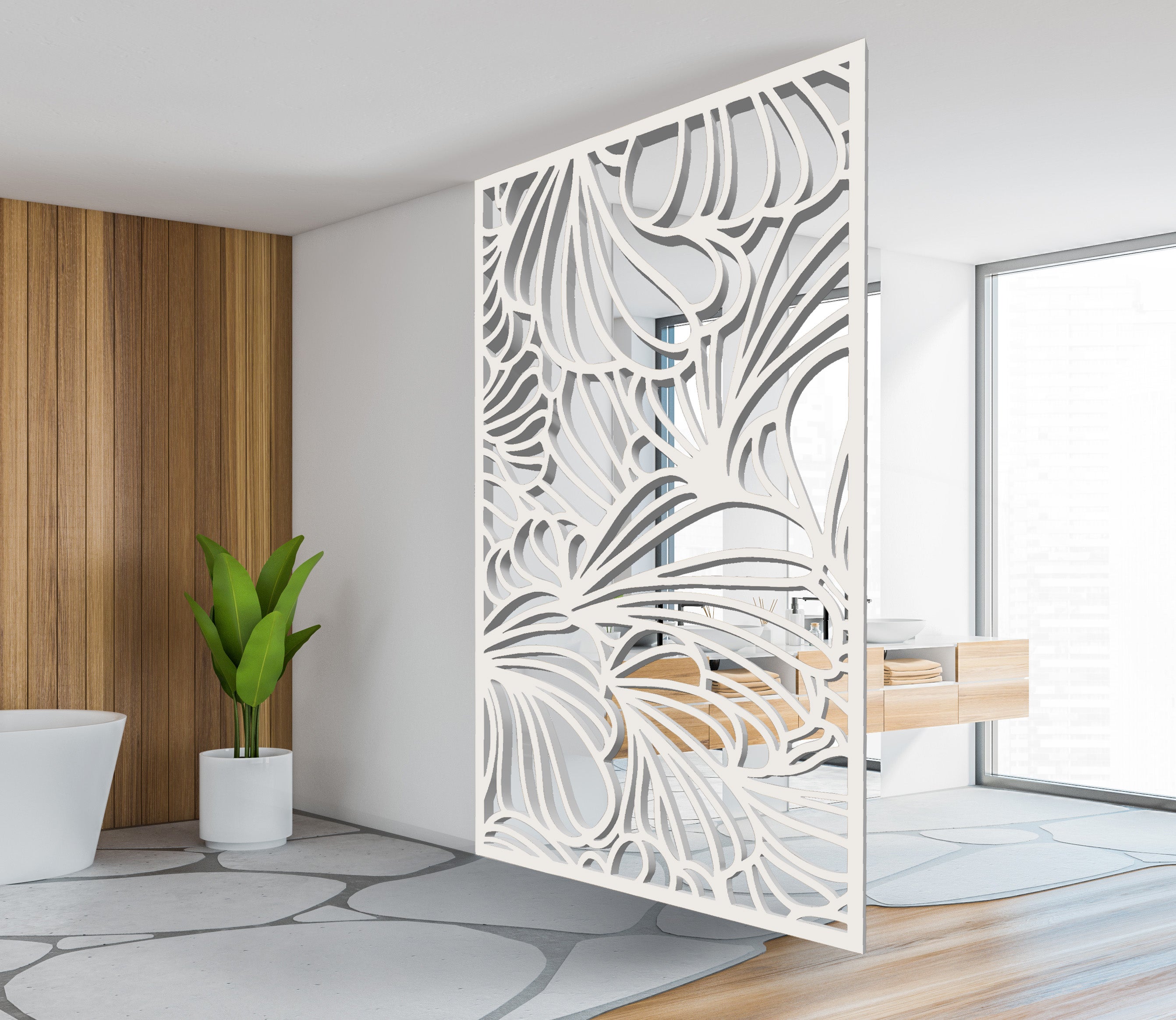 Claustra décoratif mural Ambiance en PVC blanc - Largeur 80 cm x ...