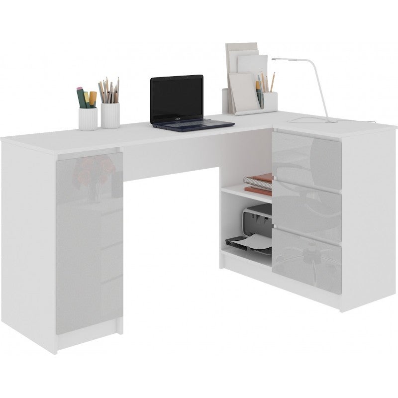 BALAUR - Bureau informatique d'angle - 155x85x77 cm - 3 tiroirs - Table ...