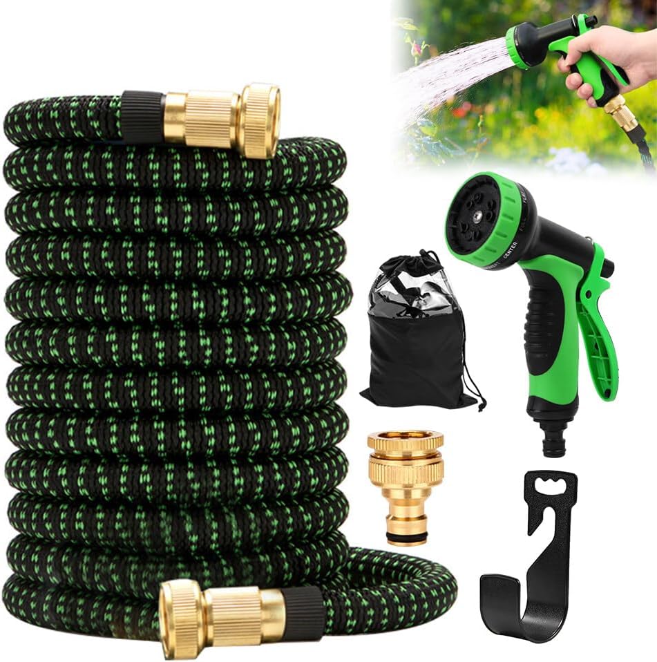Tuyau d'Arrosage Extensible 15m - Flexible, Léger, Pistolet 10 Modes ...