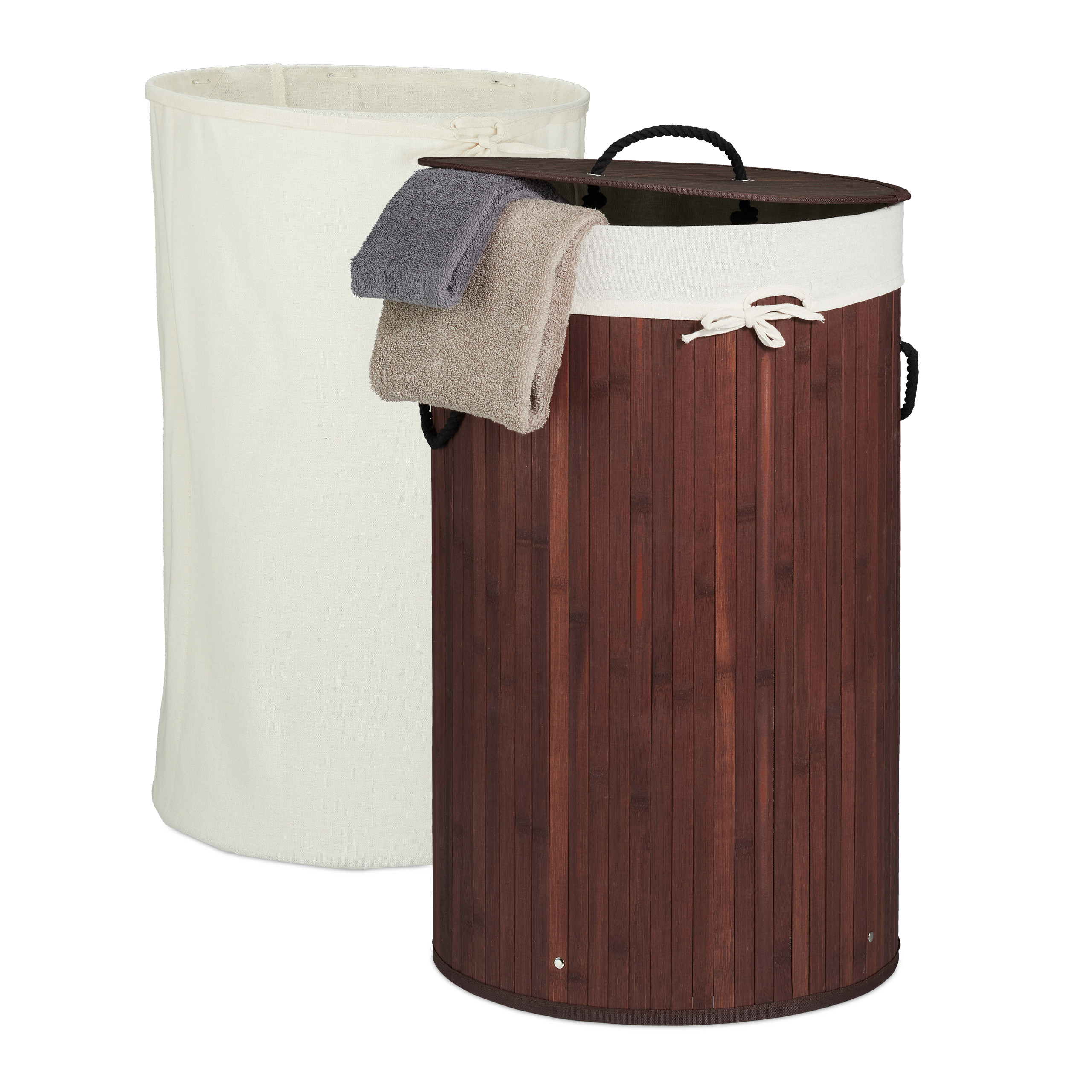 Relaxdays Panier lessive bambou, corbeille pliable avec couvercle,70 l ...