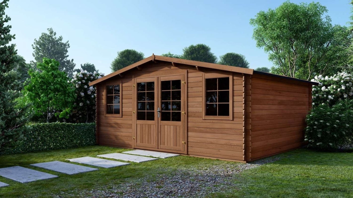 Casetta da giardino in legno - 34,80m2 - 5,90x5,90m - impregnata - 45mm ...