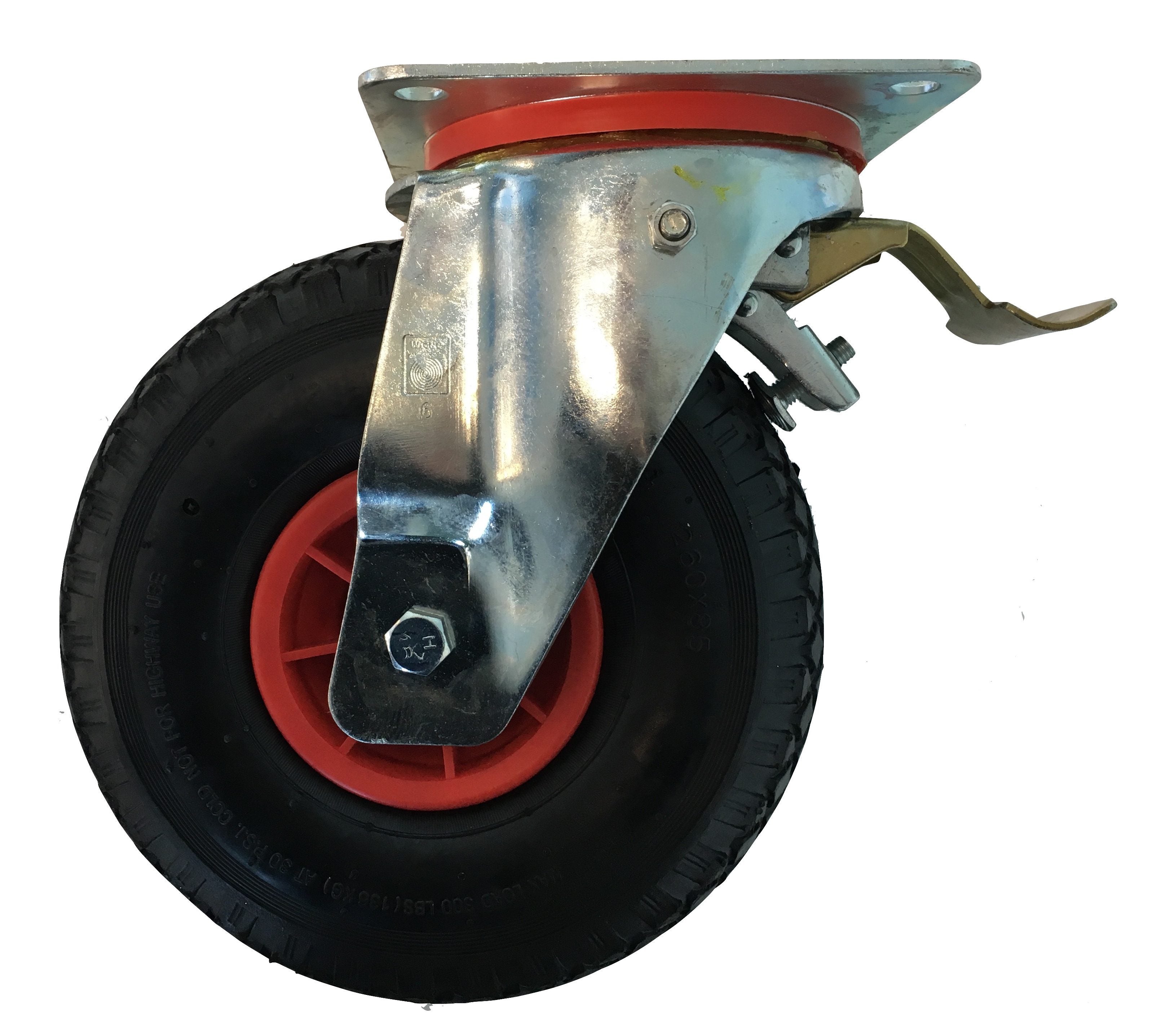 Roulette pivotante à frein diamètre 260 mm roue pneu gonflable 3.00-4 ...
