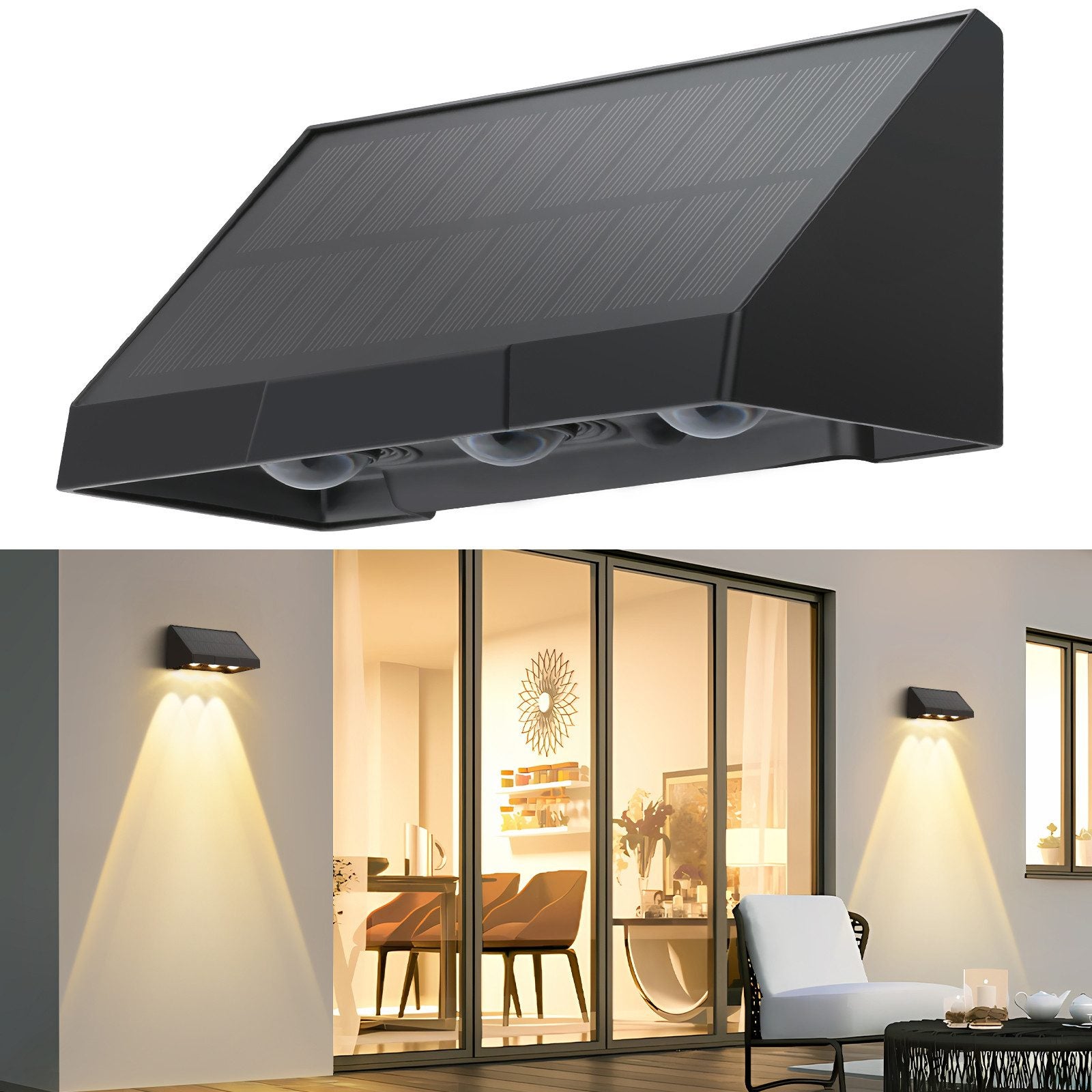 Lampes solaires d'extérieur NETTLIFE - Applique murale solaire d'extérieur, appliques murales d ...