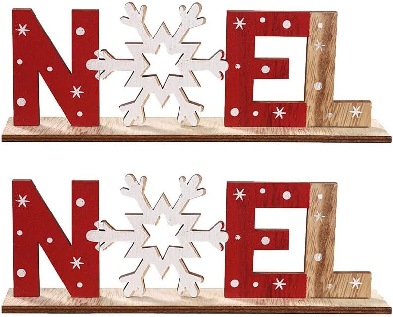 Lote de 2 adornos navideños de madera - Letras de Navidad con diseño de ...