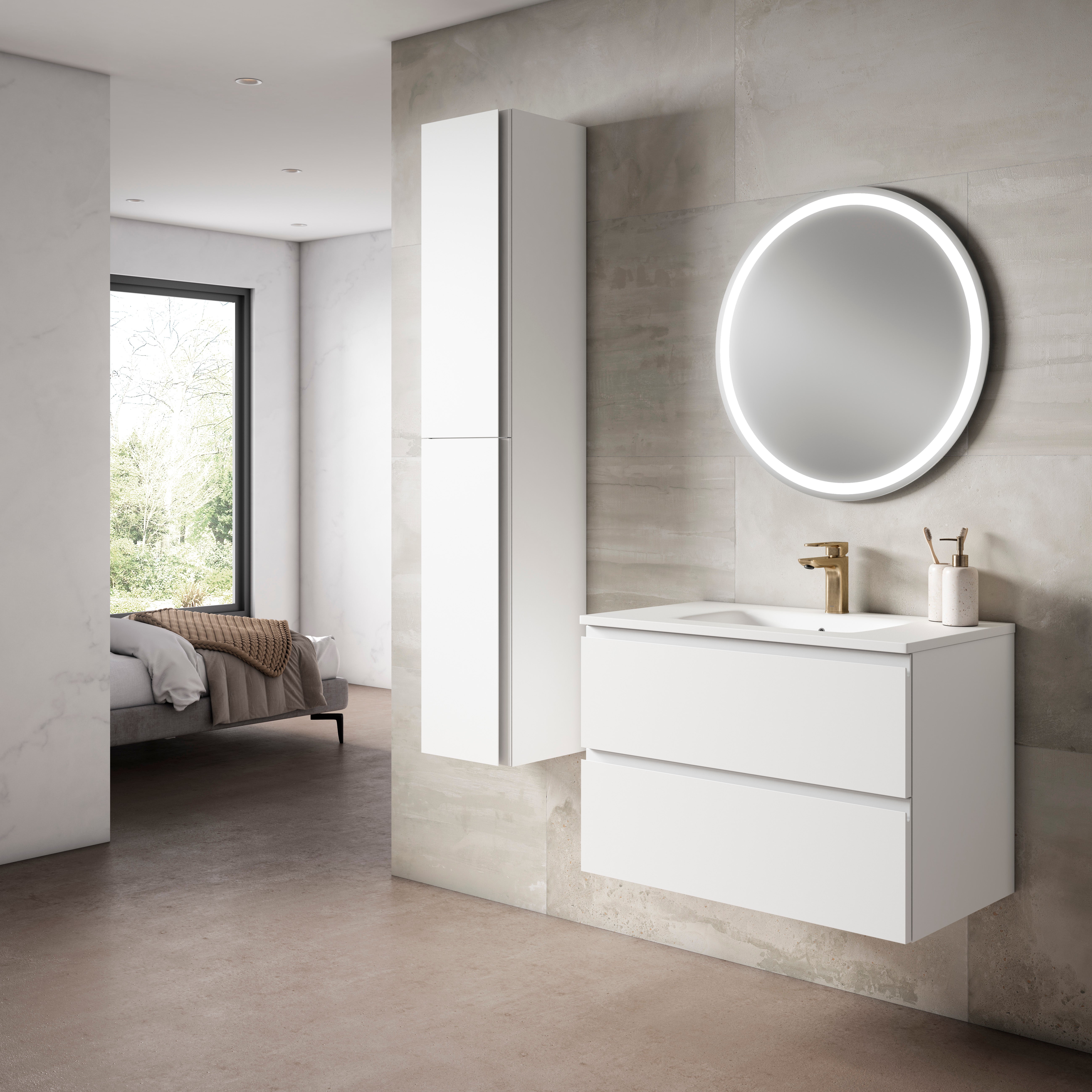 Mueble Coral 60 cm, Blanco Mate. Pack mueble + lavabo. | Leroy Merlin