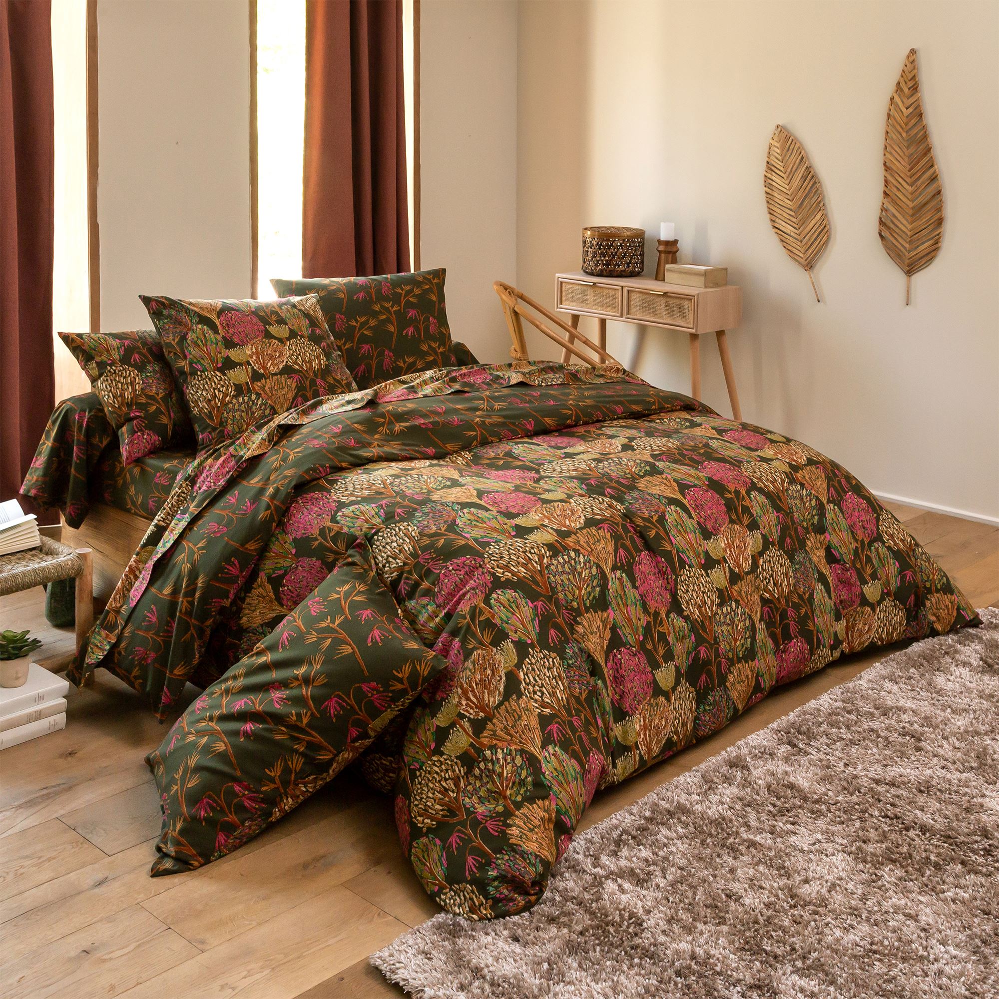 Drap-housse DAME NATURE 160x200x28 multicolore en coton | Leroy Merlin