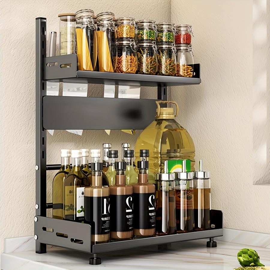 Un support à épices à deux niveaux et réglable en hauteur pour couteaux ...