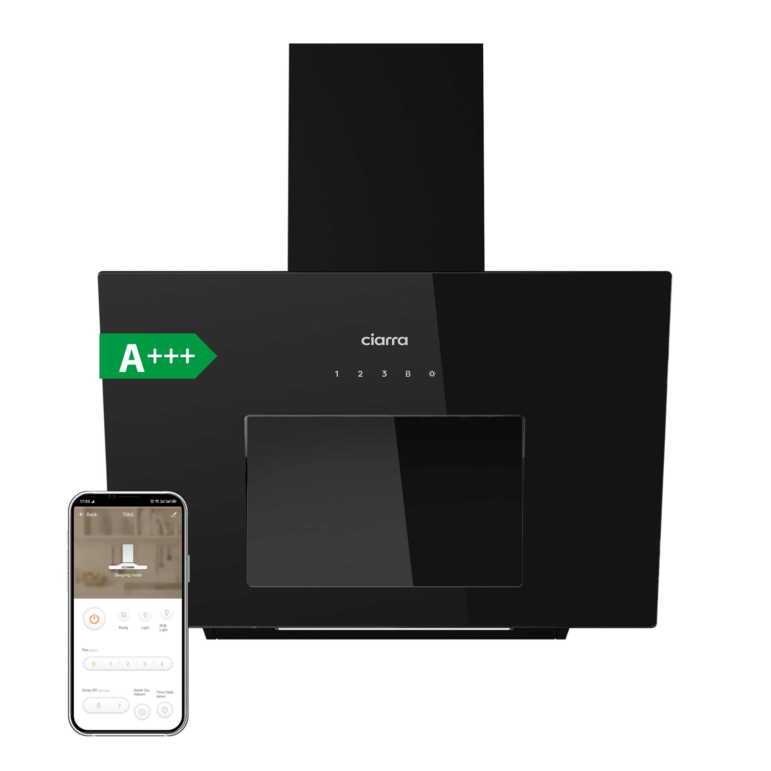 CIARRA Hotte Tactile 60cm Wi-Fi Connecté 650m3/h A+++ Booster Auto ...