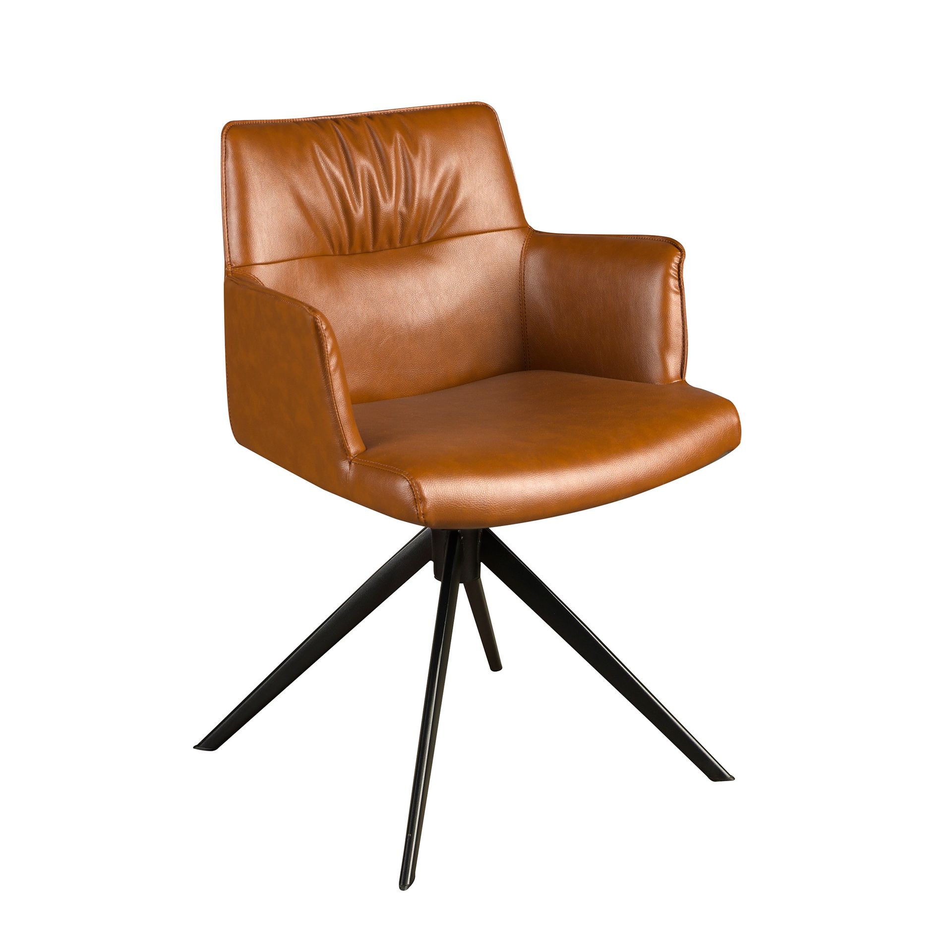 ANGEL CERDA Chaise pivotante en simili-cuir marron cognac | Leroy Merlin