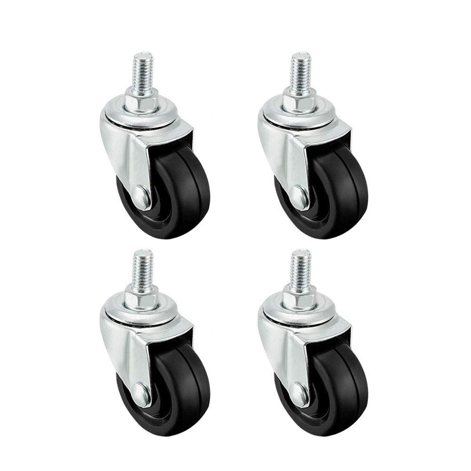 Kippen 1609K1 - SET DI 4 RUOTE IN GOMMA DA MM.40 CON PERNO FILETTATO M8 ...