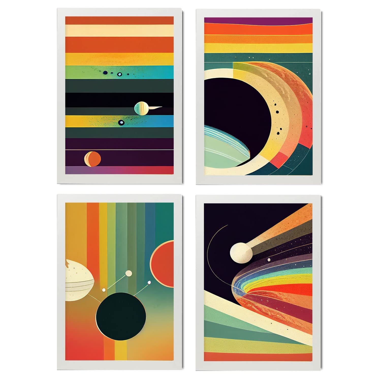 Nacnic Lot De 4 Spectre Affiches Dans Le Style Abstrait Illustrations ...