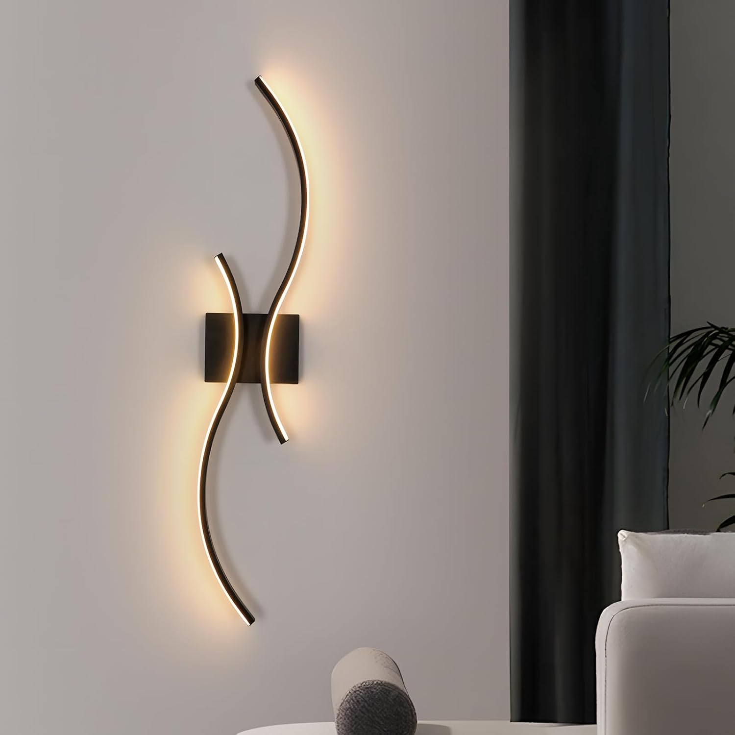 Applique Murale Interieur,Lampe LED Murale Moderne 27 W Design Incurvée ...