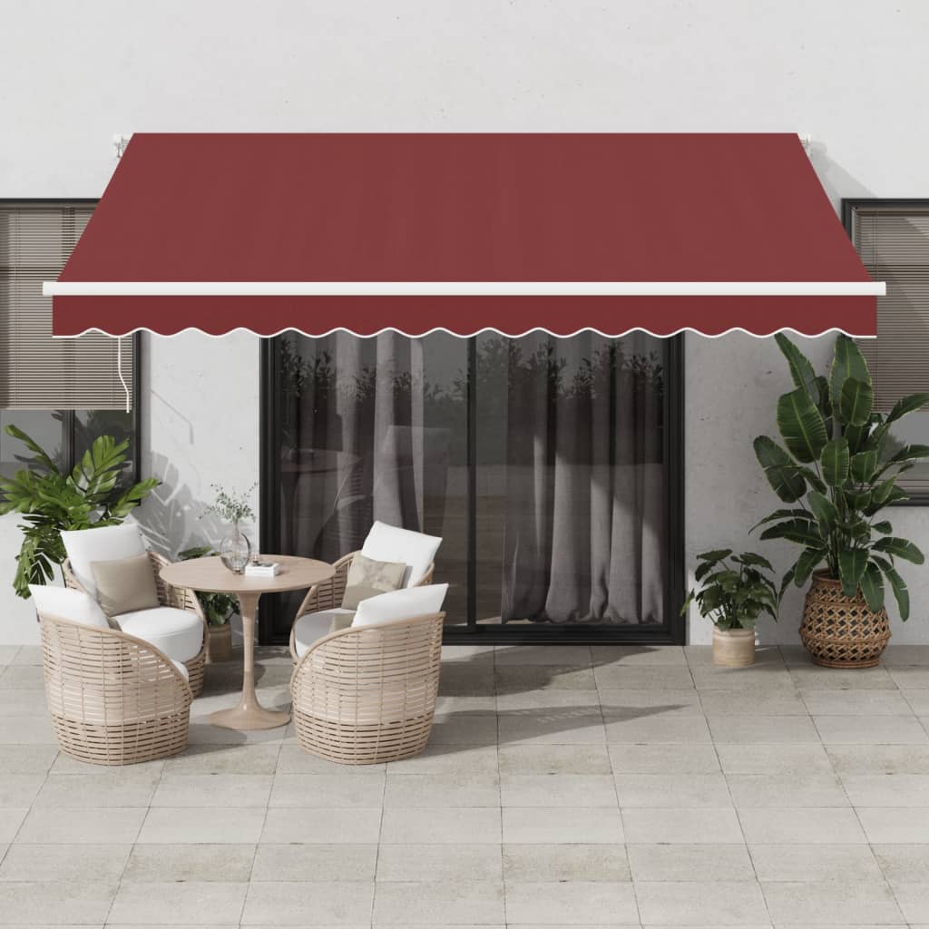 VidaXL Toldo retráctil automático color burdeos 400x350 cm | Leroy Merlin