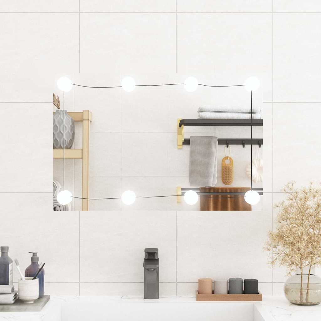 Miroir mural avec lumières LED 40x60 cm verre rectangulaire | Leroy Merlin