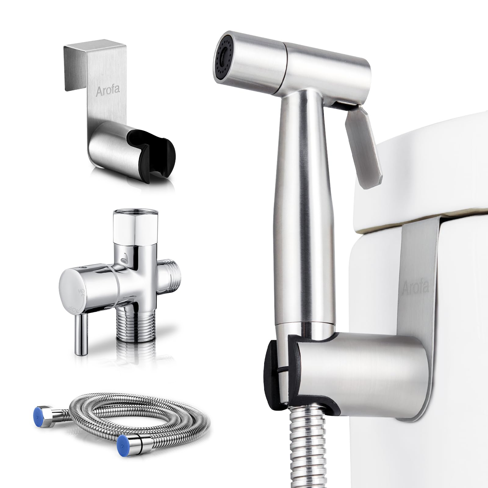 Kit hygiène WC. Robinet 3 voies + Douchette ABS + Flexible 1,2m ...