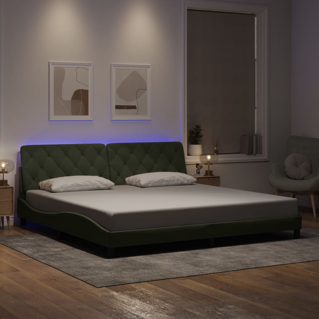 Estructura de cama con luces LED terciopelo gris claro 200x200 cm ...