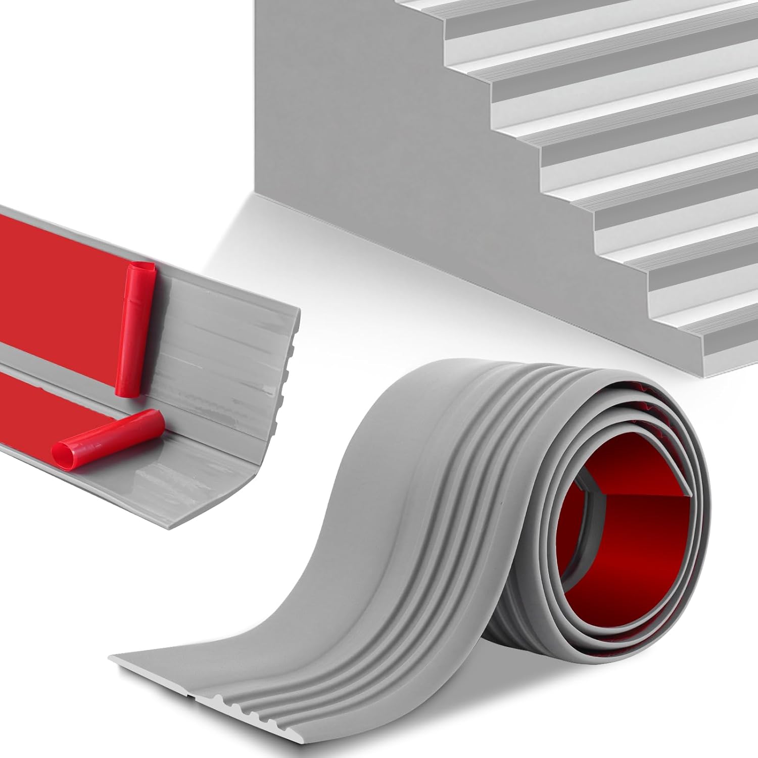 + 4,8 x 3 m y borde de escalera antideslizante gris, vinilo ...