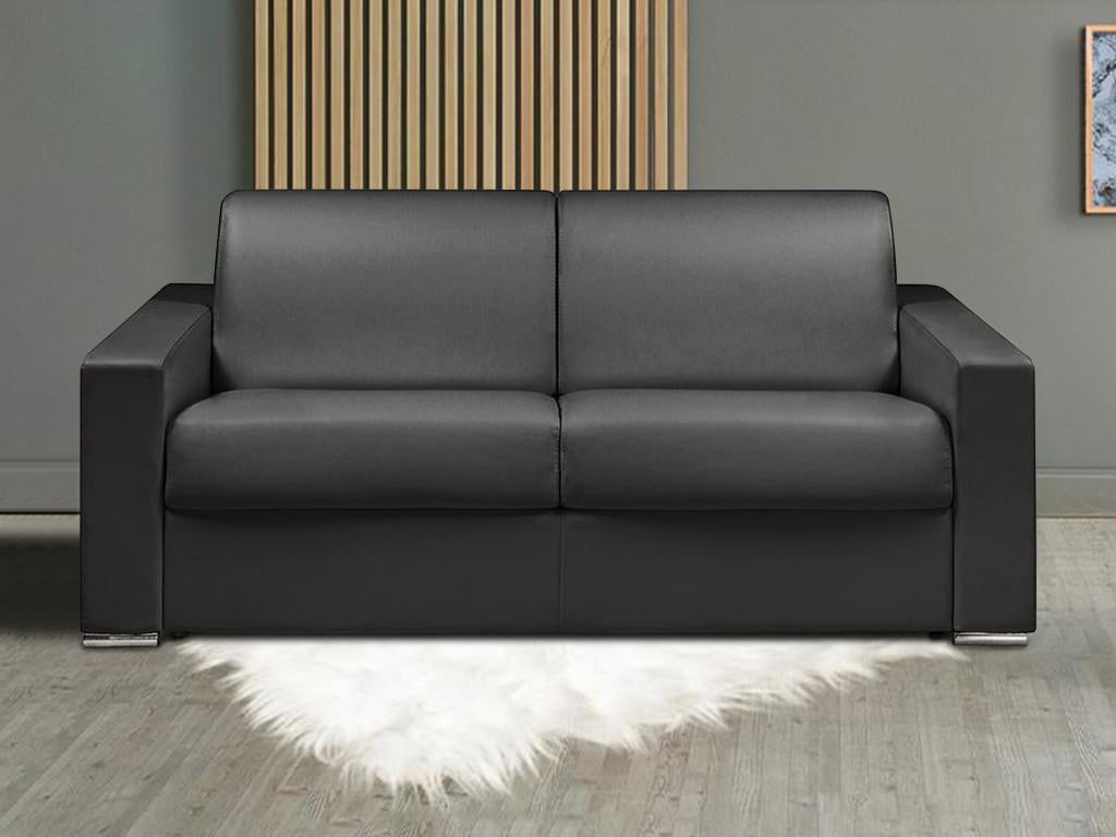 Canapé 3 places convertible express en simili noir - Couchage 140 cm ...