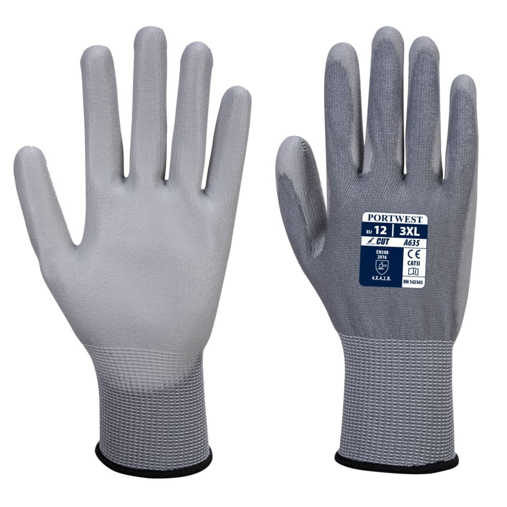Guante de manipulación Eco- corte gris PORTWEST A635 (12 pares) - 12 ...