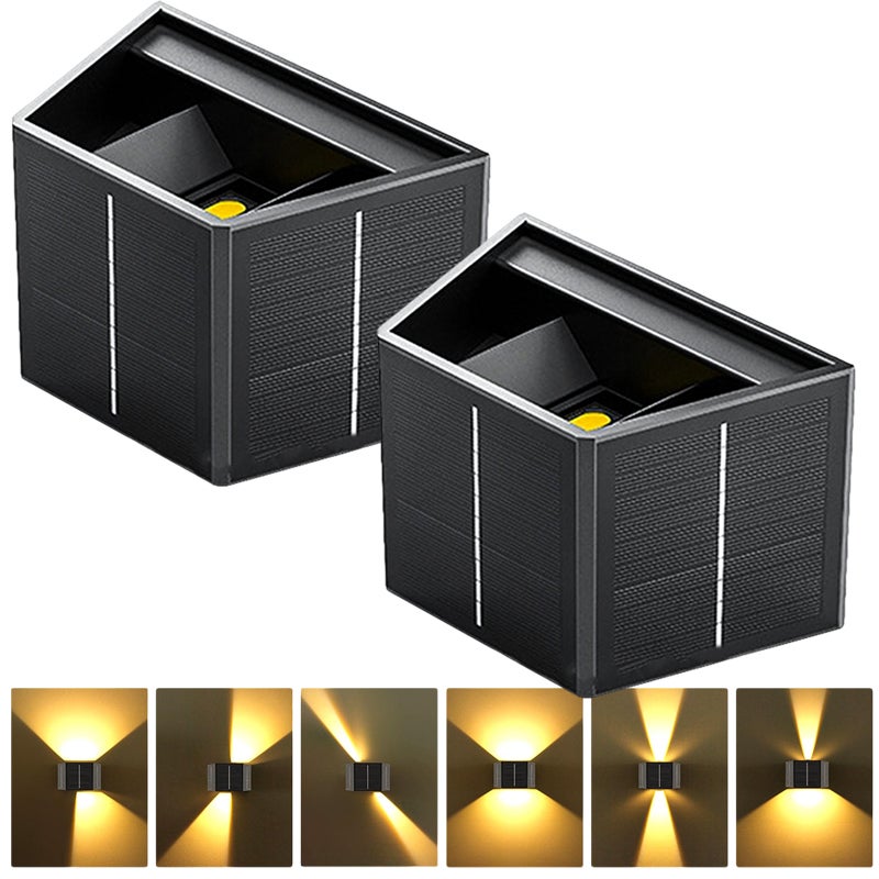 Lot de 2 appliques murales solaires d'extérieur, étanche IP65, lumière solaire LED haut et bas ...