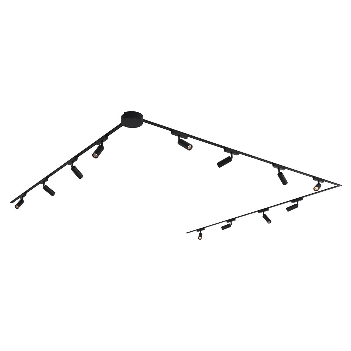 Système d'éclairage sur rail moderne avec 12 spots noirs monophasés ...