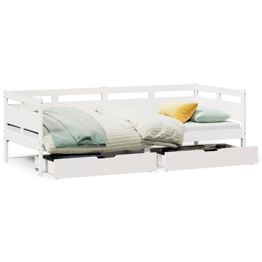 Lit simple | Lit adulte | Lit de jour et tiroirs sans matelas blanc ...