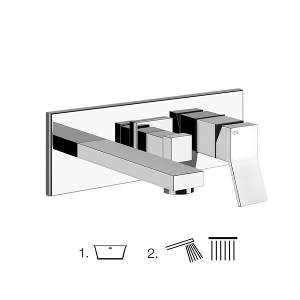 Gessi Rettangolo K, ensemble de douche prêt à poser pour mitigeur monocommande encastré avec bec ...
