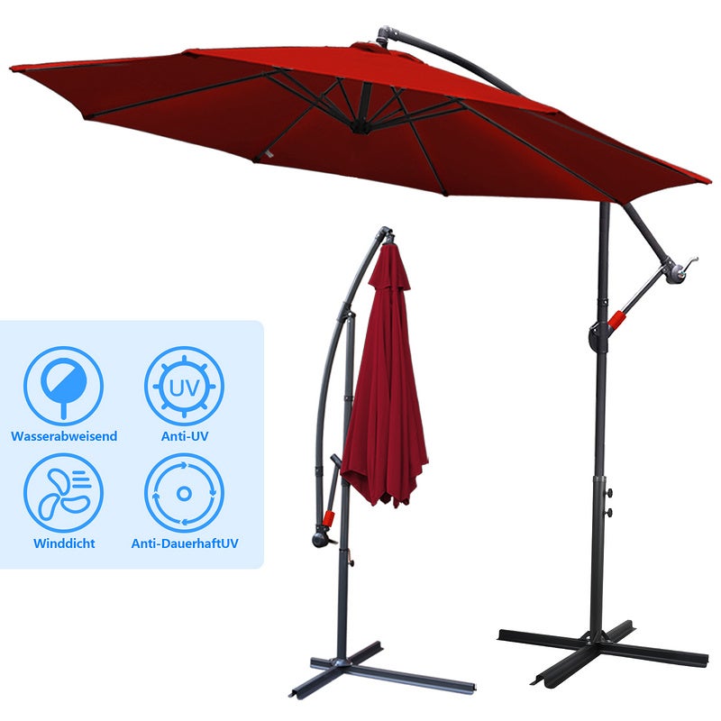 Parasol, parasol voladizo Ø 350 cm, protección solar, protección UV ...