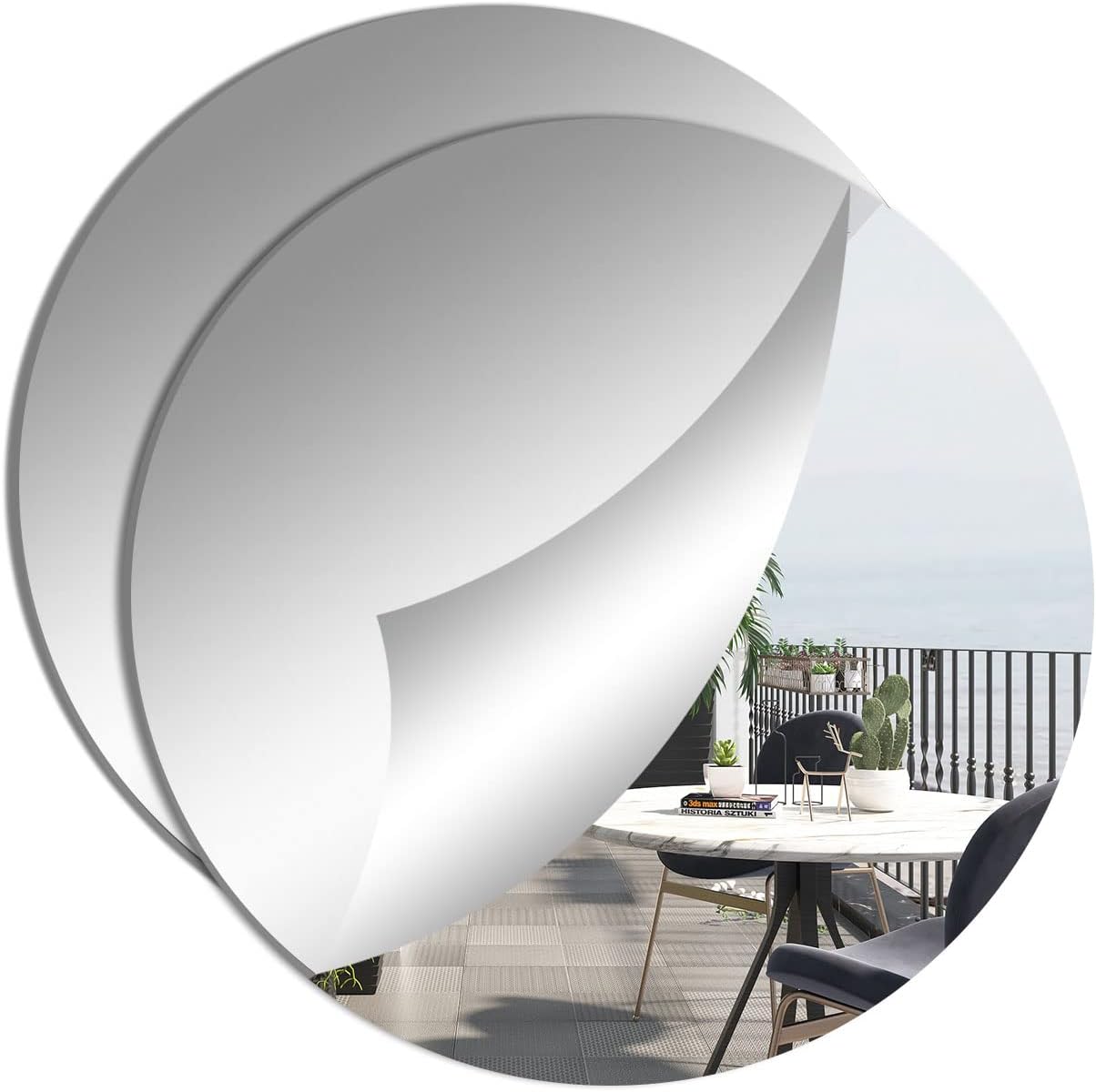 Lot de 2 Miroirs Muraux Ronds 20 cm Adhesif, Petit Miroir Mural Rond ...